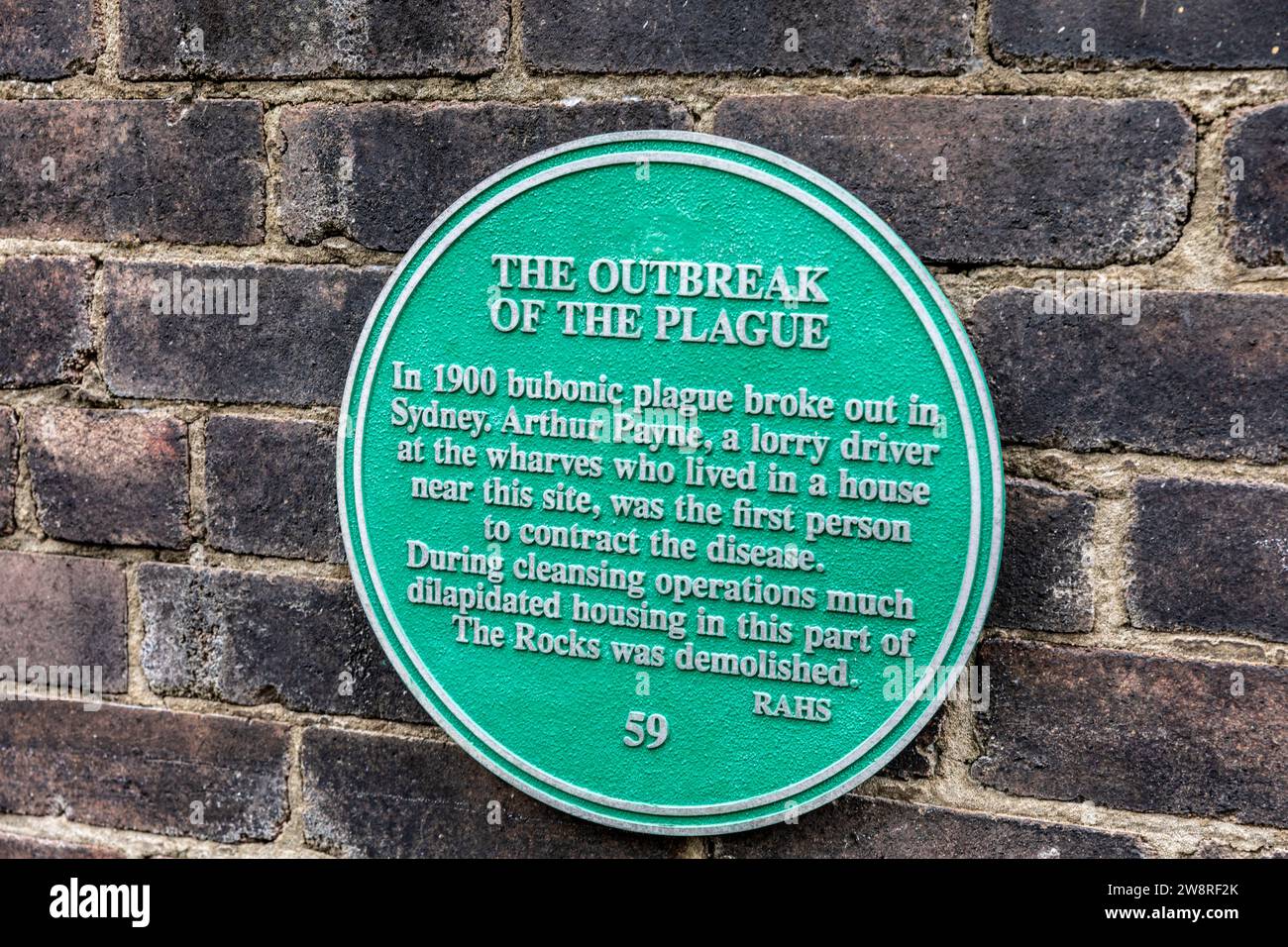 Sydney Australia green plaque for the 1900 outbreak of bubonic plague ...