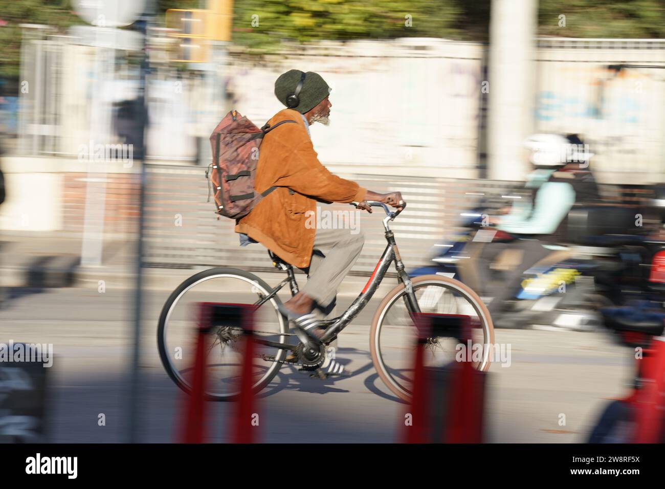 Bike riding on streets of Barcelona, Spain Stock Photo - Alamy