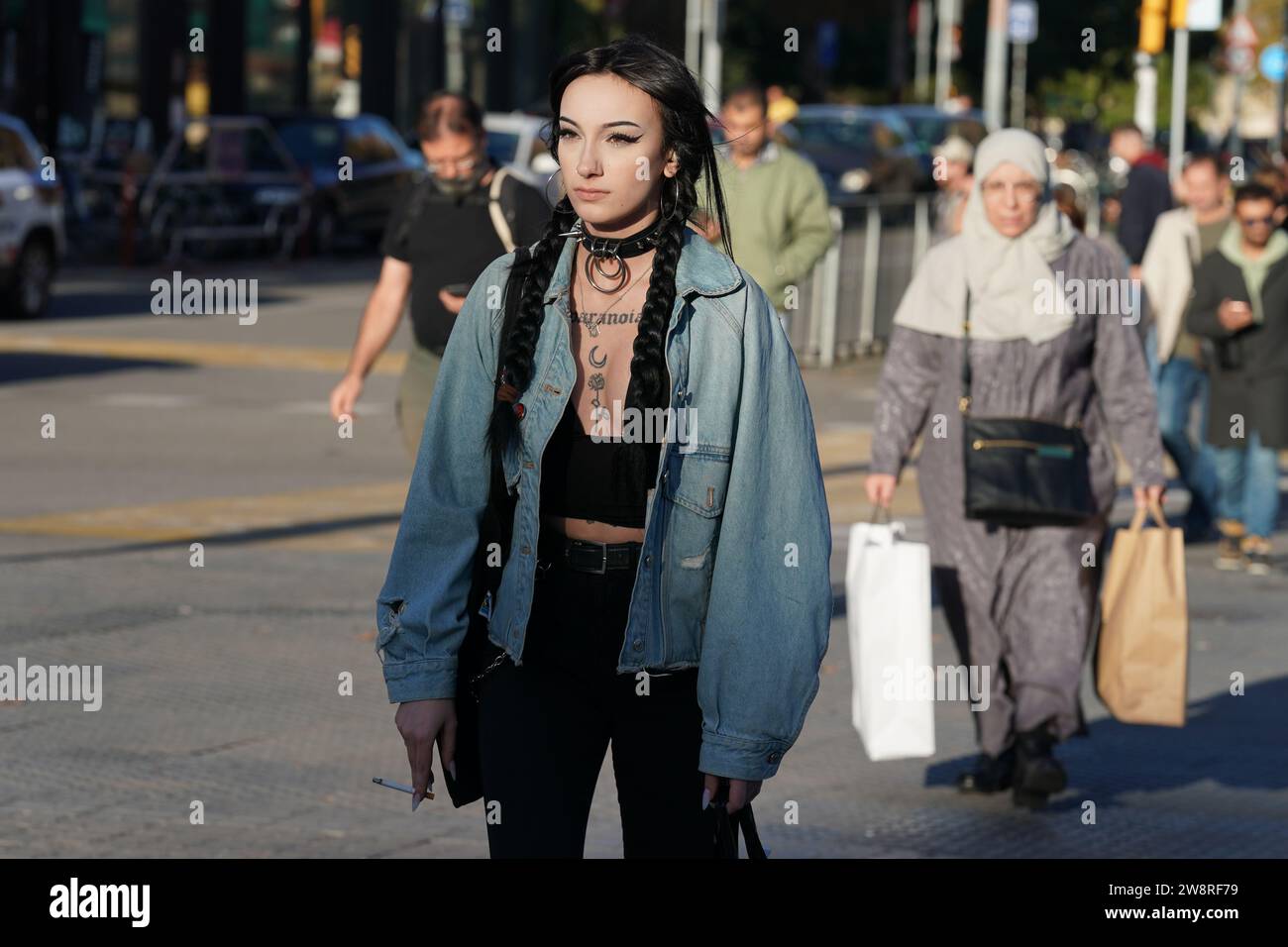 Random people in streets of Barcelona, Spain Stock Photo - Alamy