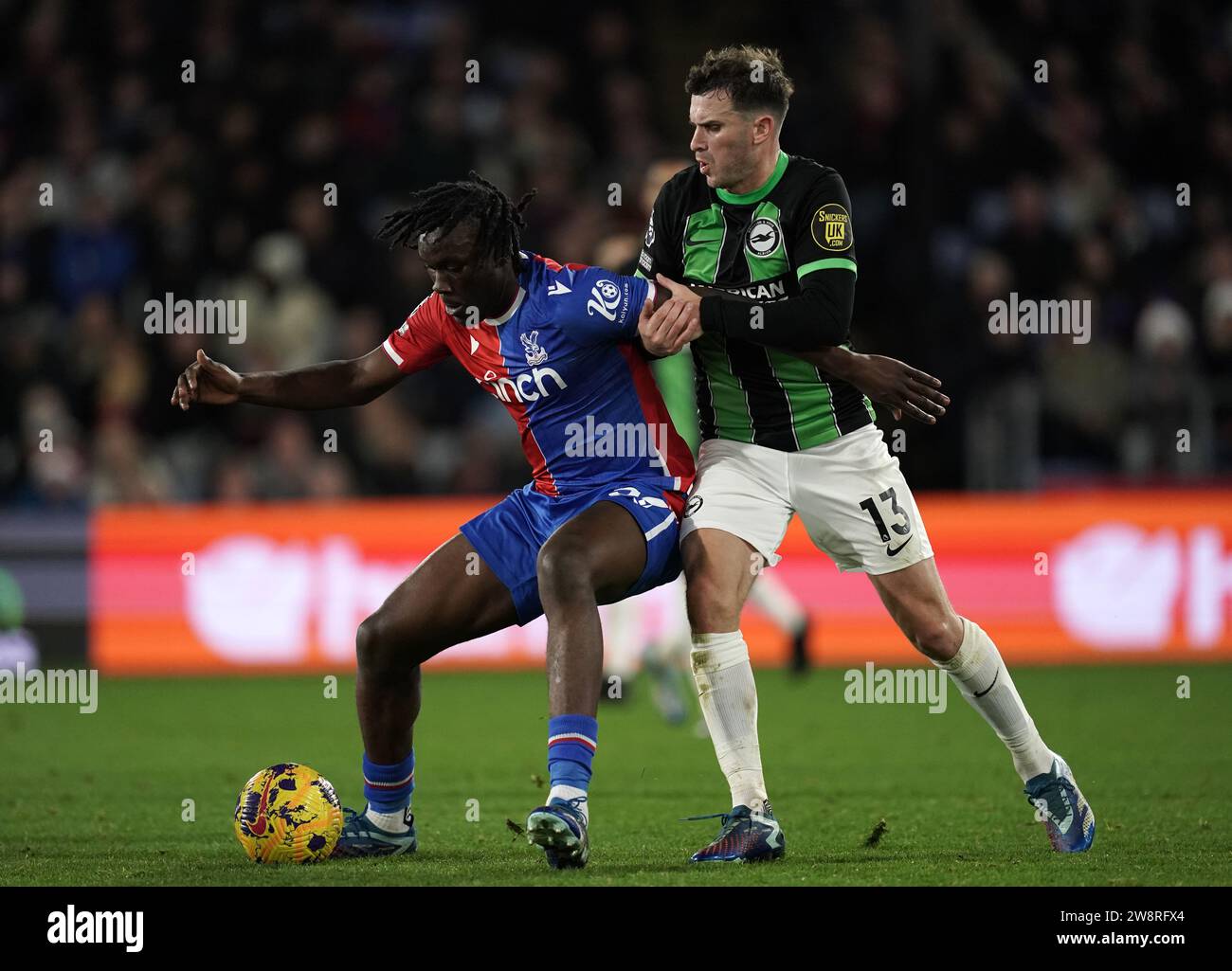 Crystal Palace's David Ozoh (left) and Brighton and Hove Albion's ...