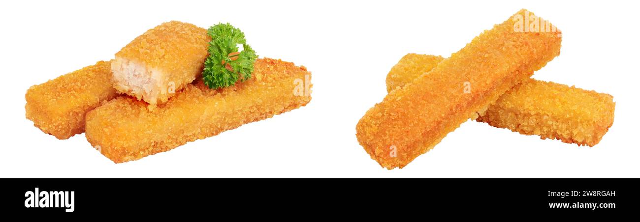 Fish finger or stick with parsley isolated on white background with ...