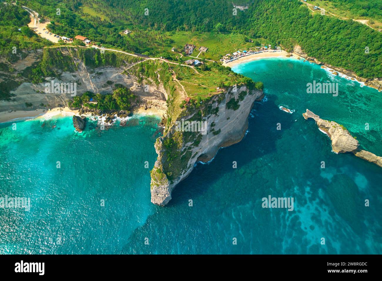 Cinematic aerial landscape shots of the beautiful island Diamond beach ...