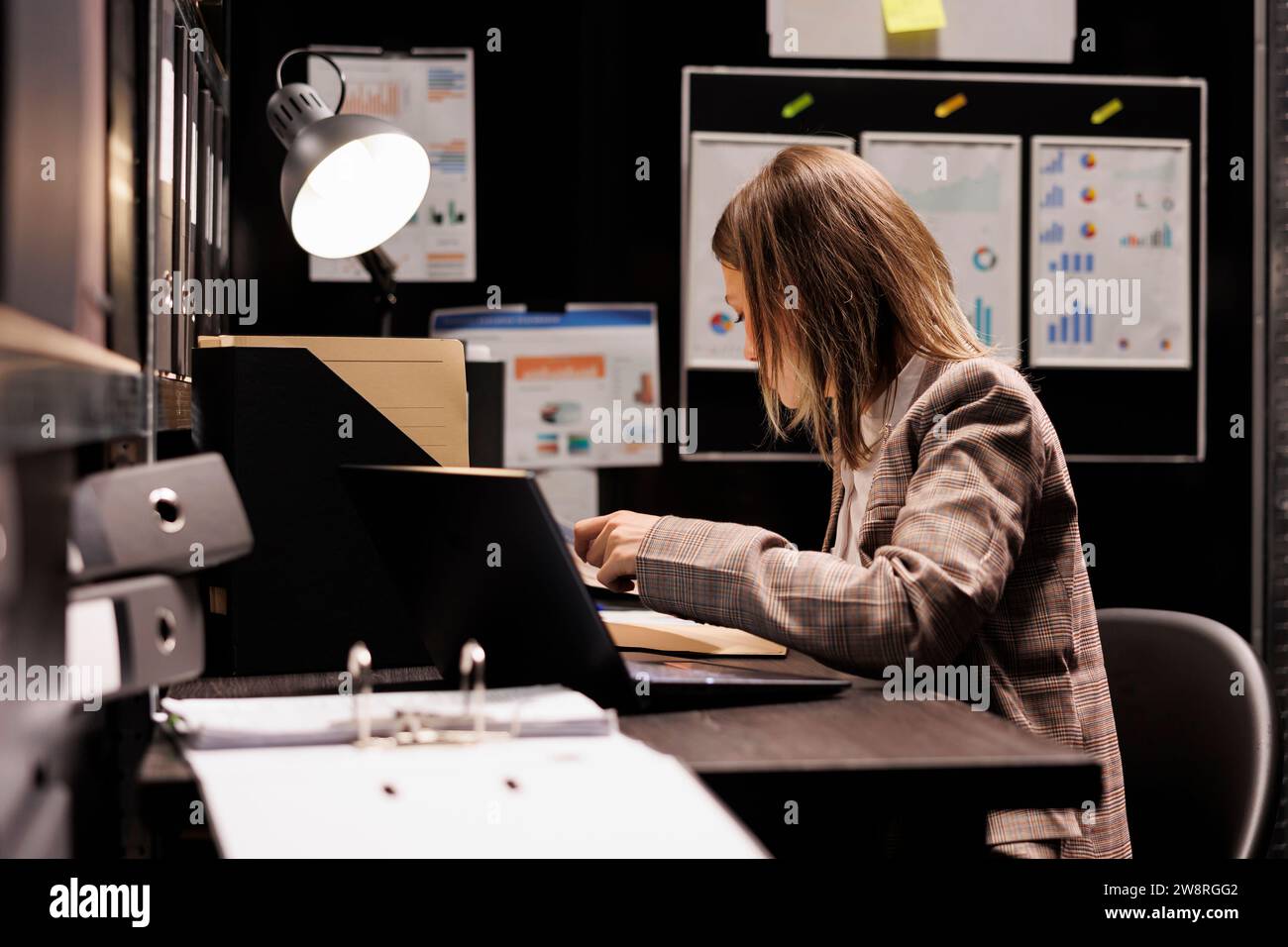 Police officer solving criminal case, analyzing crime scene evidence ...