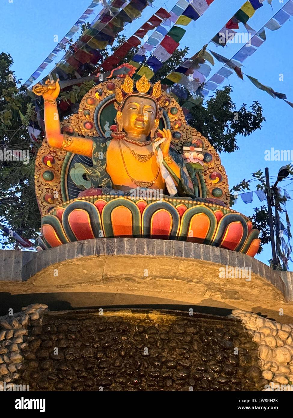 Statue of Manjushri at the Buddhist temple of Swayambuunath Temple in ...