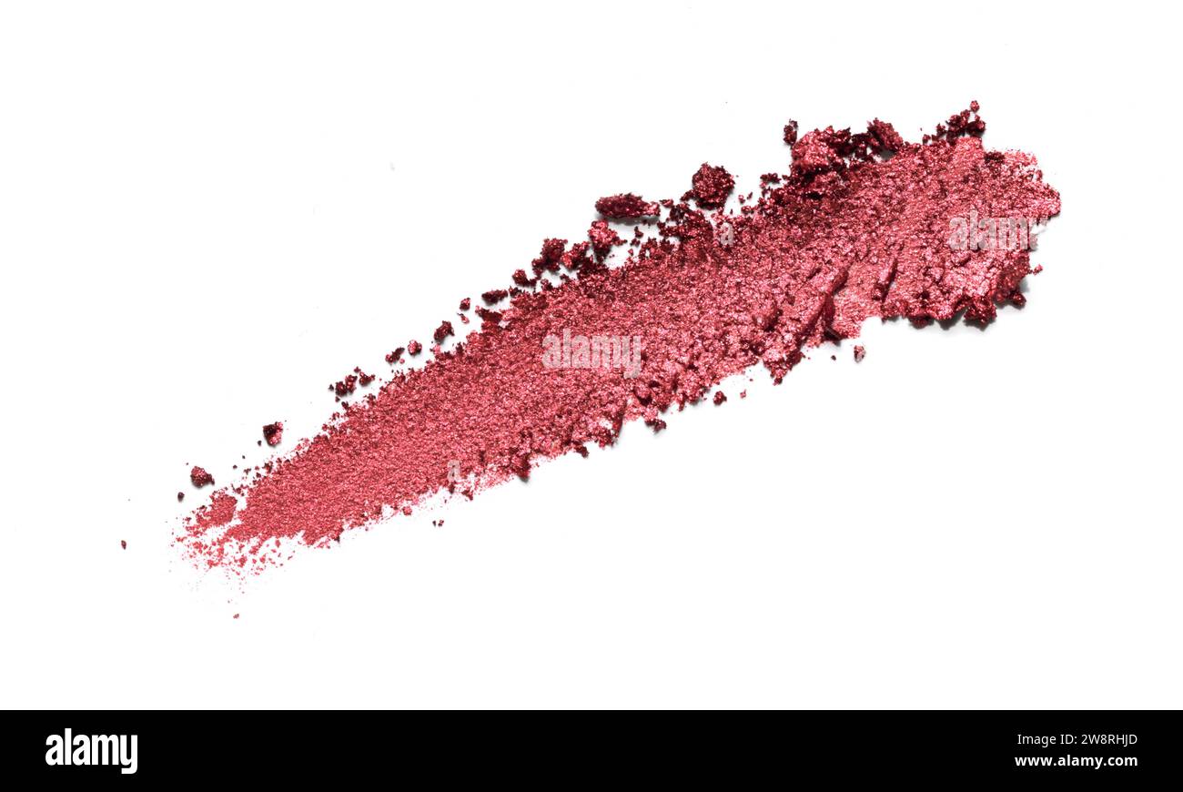 Red shimmering eye shadow texture swipe isolated on white background ...