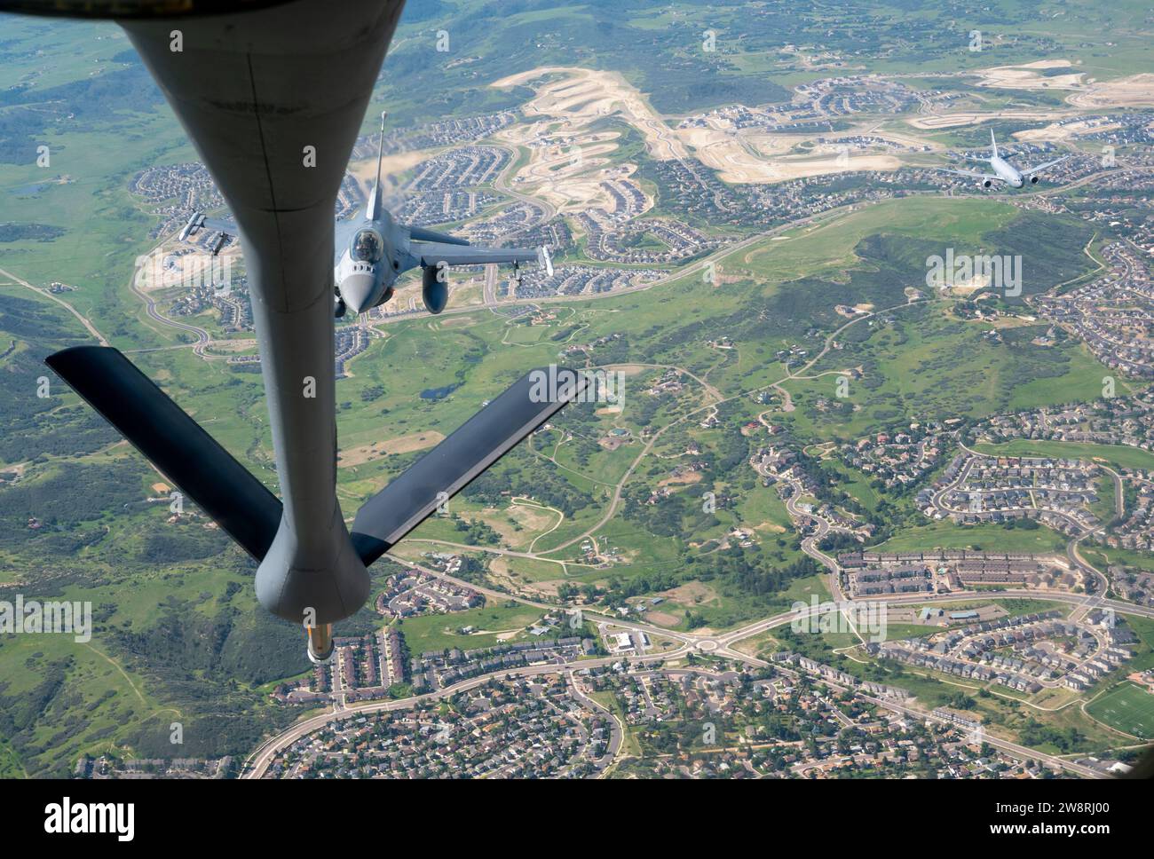 Two F-16 Fighting Falcon from Buckley Air Force Base, Colorado fly ...