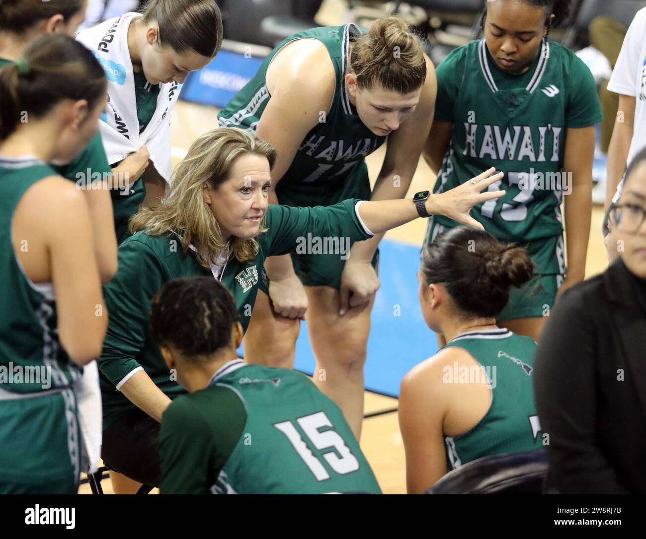 December 21, 2023 - Hawai'i Rainbow Wahine head coach Laura Beeman ...