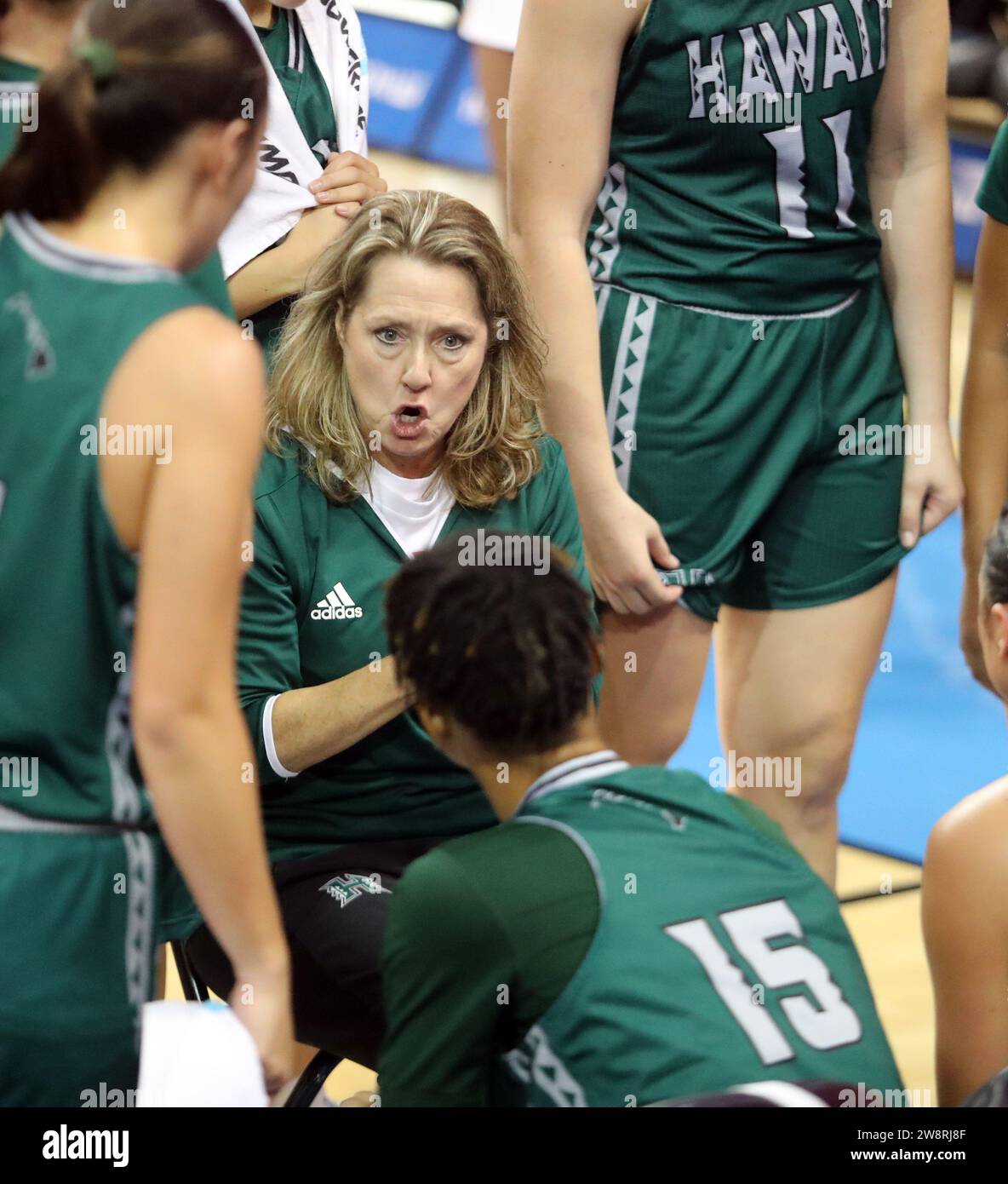 December 21, 2023 - Hawai'i Rainbow Wahine head coach Laura Beeman ...