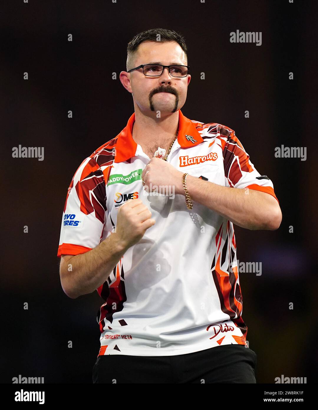 Damon Heta celebrates after beating Martin Lukeman (not pictured) on ...