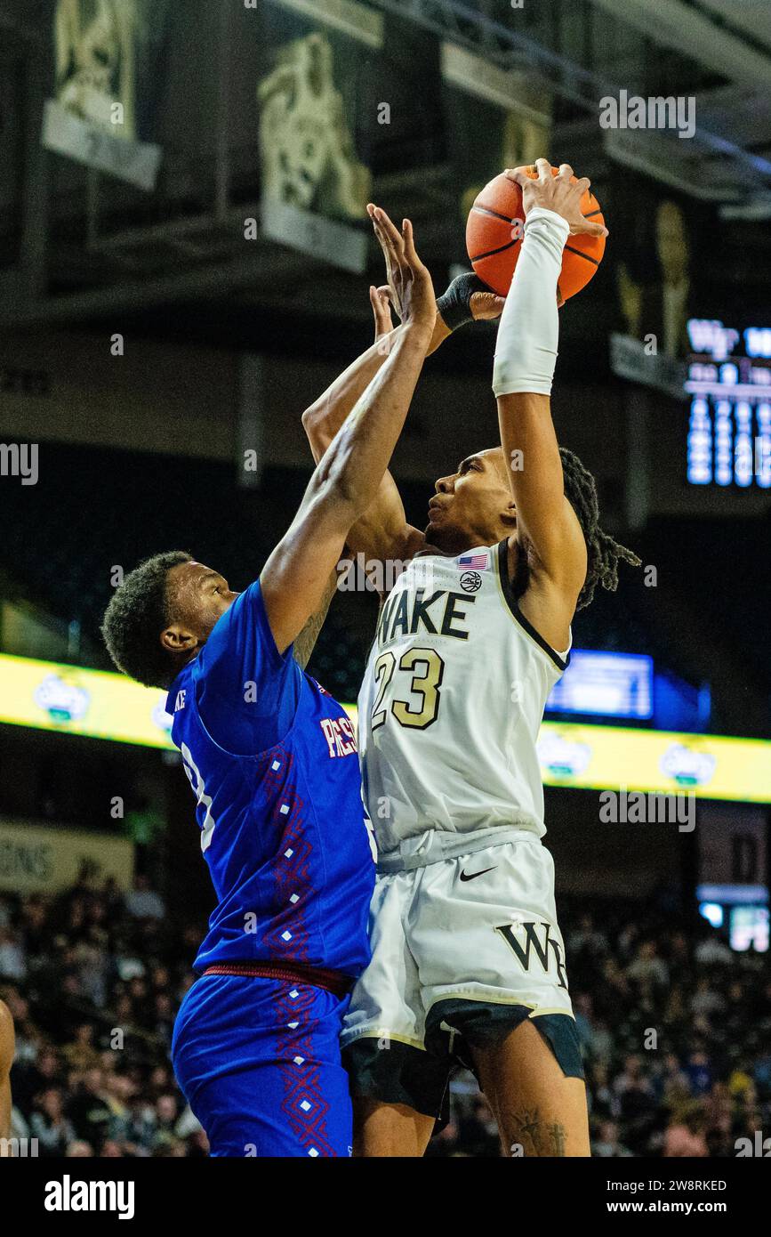 Winston-Salem, NC, USA. 21st Dec, 2023. Wake Forest Demon Deacons guard Hunter Sallis (23 ...