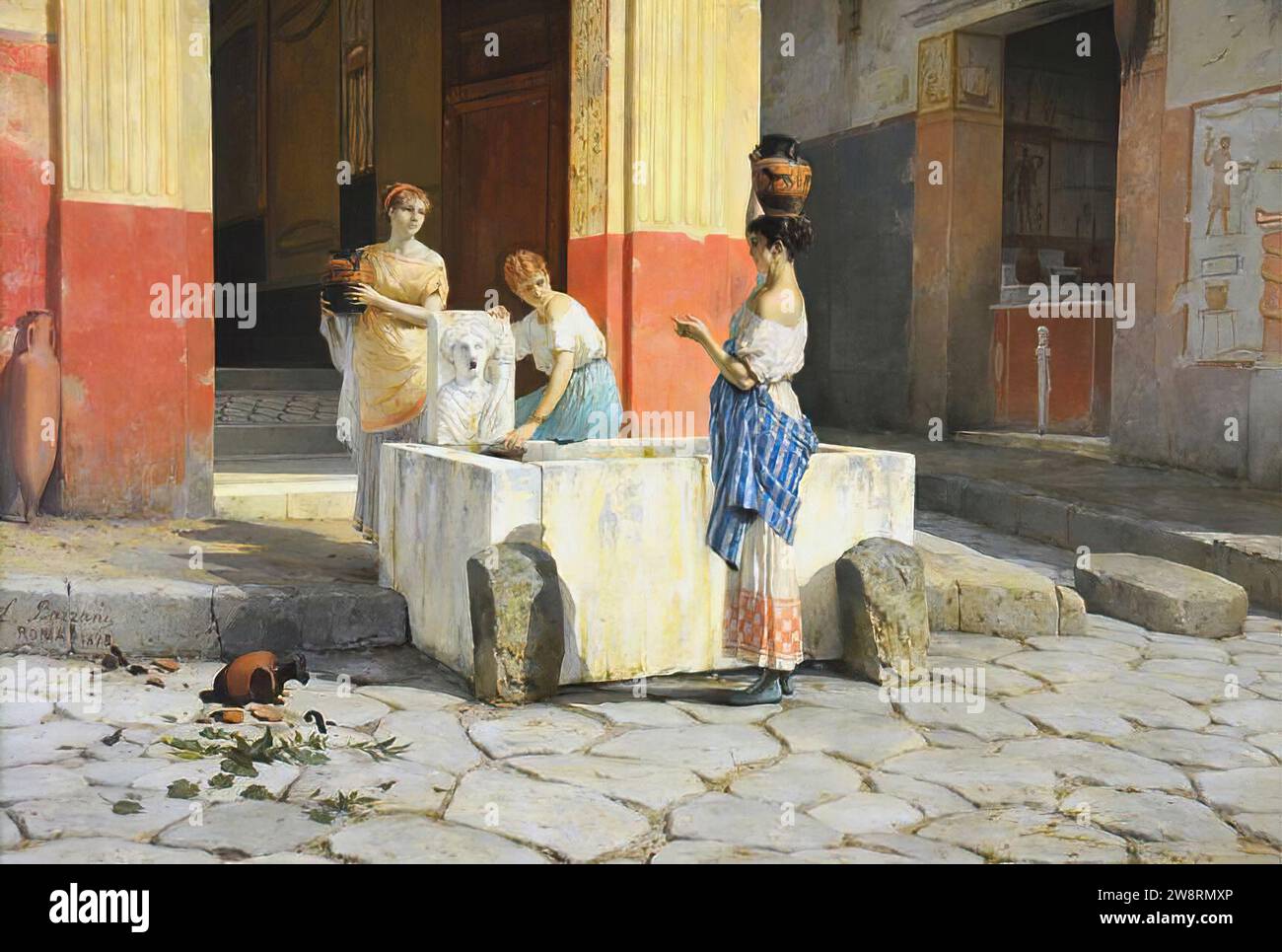 Women at the well by Luigi Bazzani before 1927 Stock Photo - Alamy