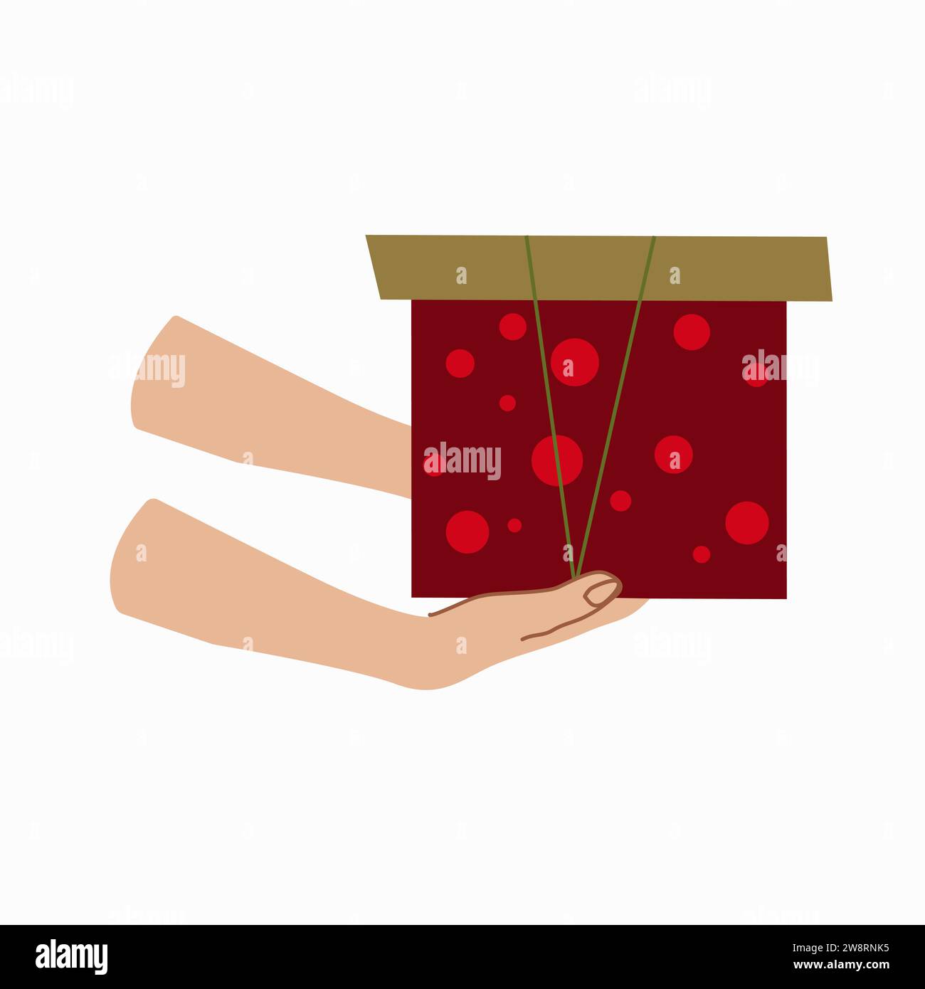 Giving a gift. Hand with Gift box Design for banner, web. Hands give a ...