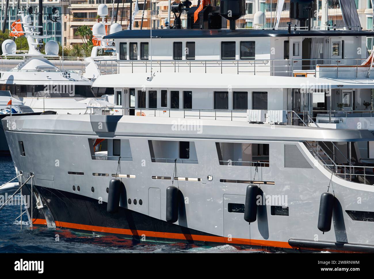 Few huge luxury yachts at the famous motorboat exhibition in the ...