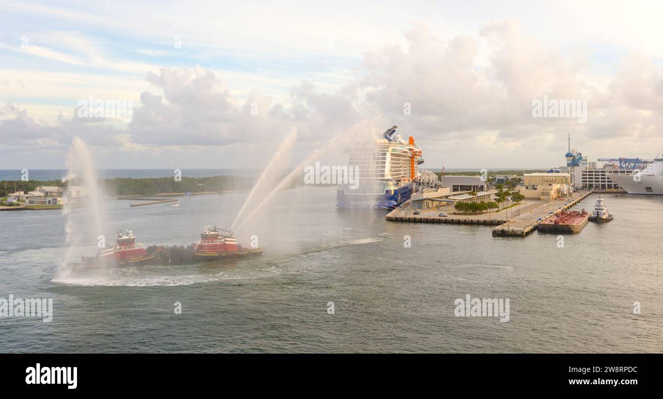 Celebrity Ascent Before Maiden Voyage with Water Salute from Fir Stock ...