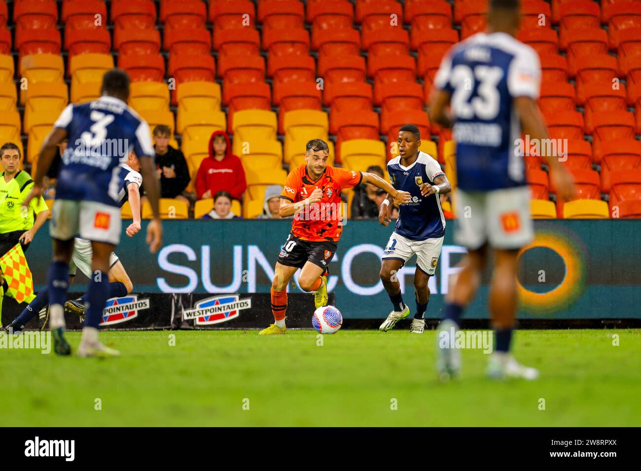 Brisbane, Australia. 21st Dec 2023. Nikola Mileusnic (10 Brisbane) in action during the Isuzu ...