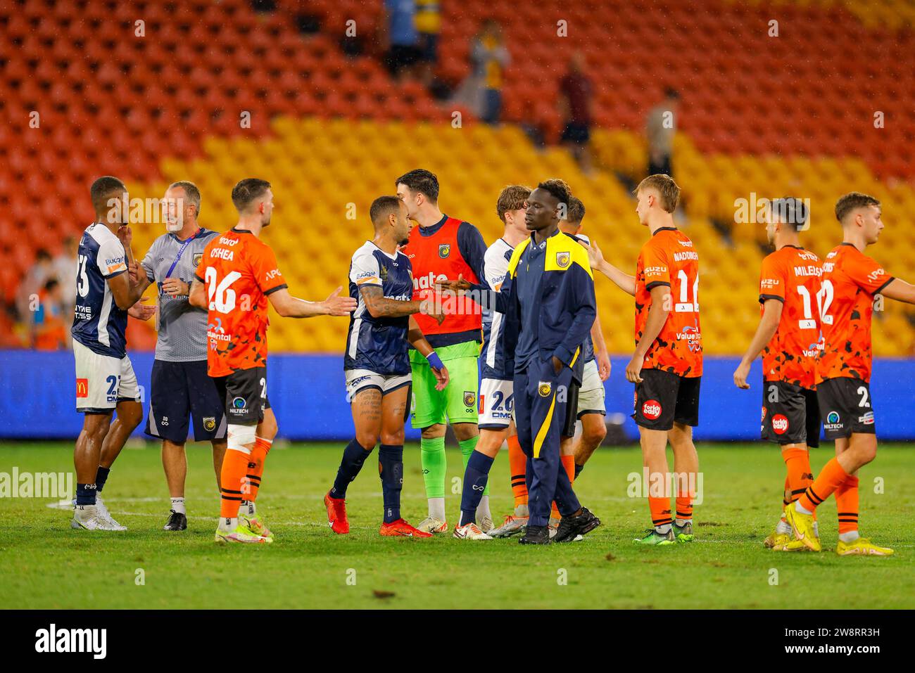 Brisbane, Australia. 21st Dec 2023. Players shake hands after the Isuzu Ute A League match ...