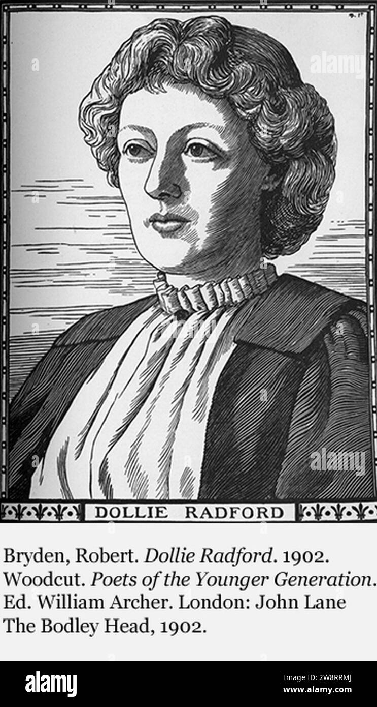 Woodcut of Dollie Radford by Robert Bryden Stock Photo - Alamy