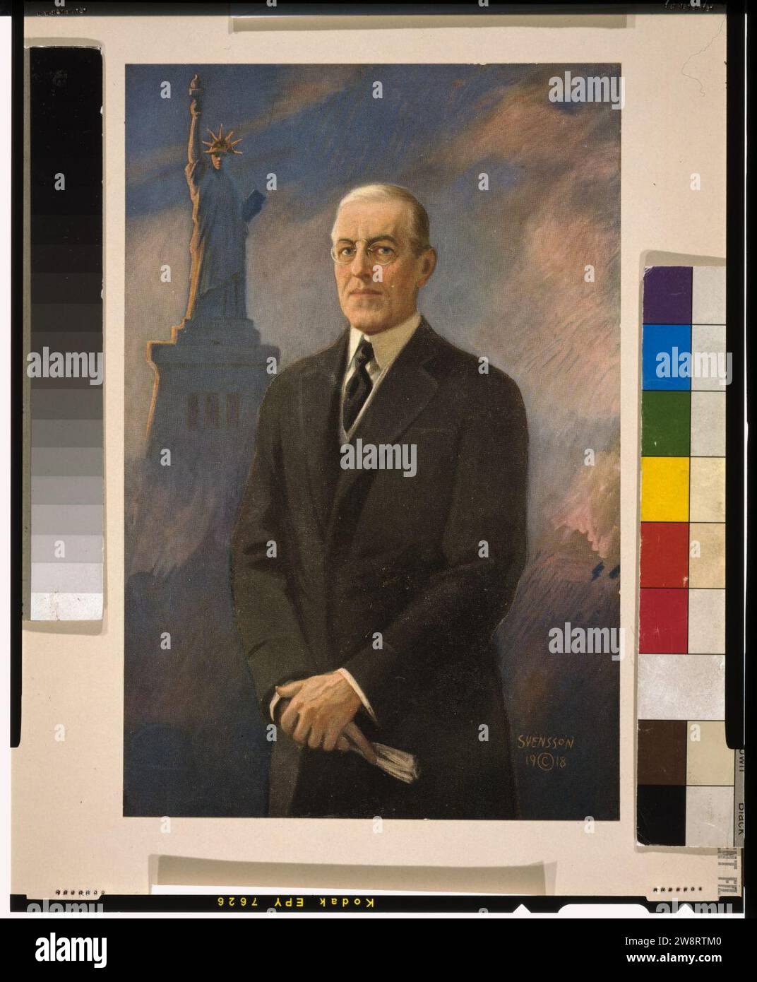 Woodrow Wilson Half Length Portrait Standing Facing Left Statue Of