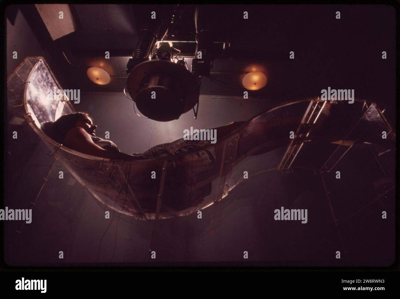 Worker-demonstrates-positioning-of-body-under-radiation-detection ...