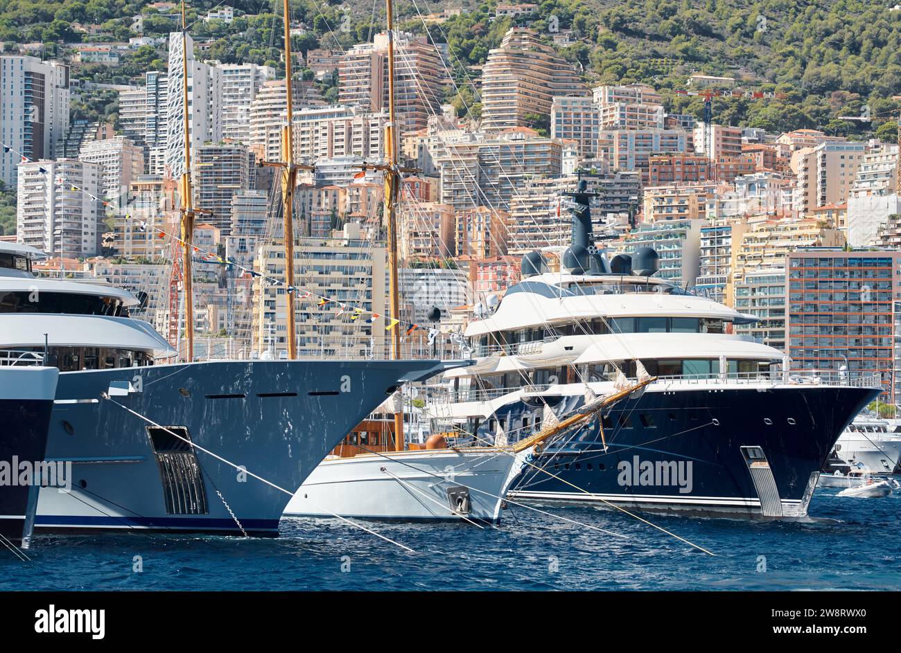 Few huge luxury yachts at the famous motorboat exhibition in the ...
