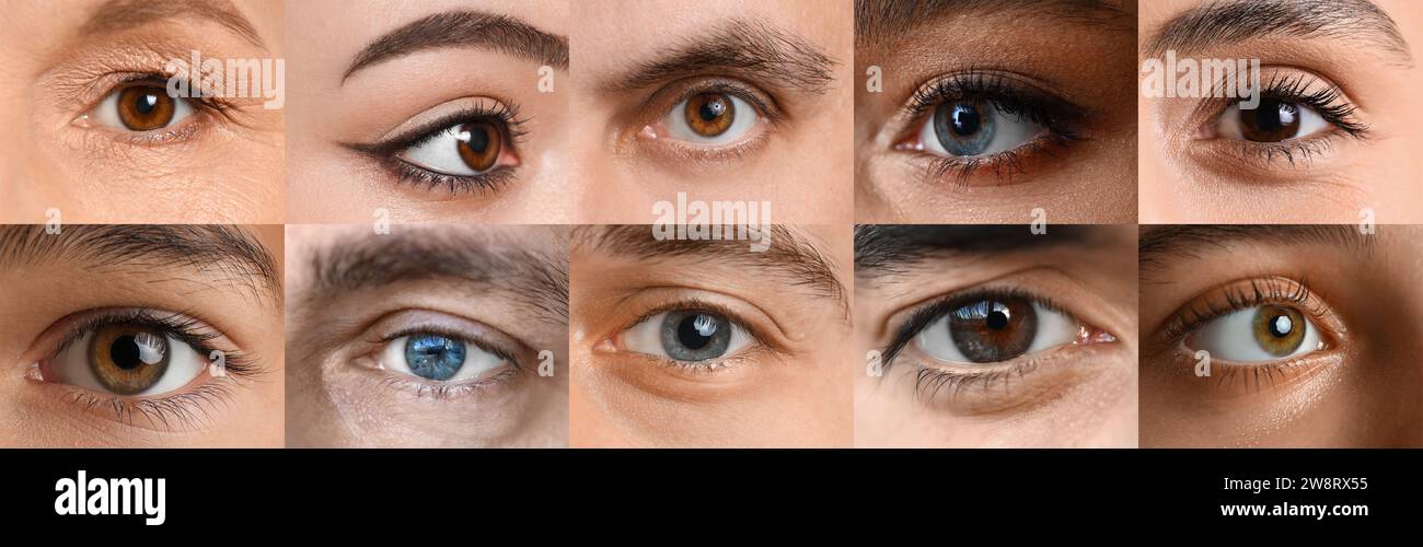 Collage of different human eyes, closeup Stock Photo - Alamy