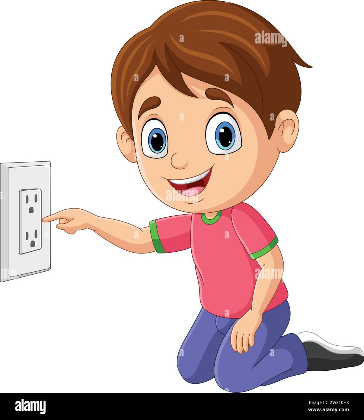 Cartoon little boy touching an electrical socket Stock Vector Image ...