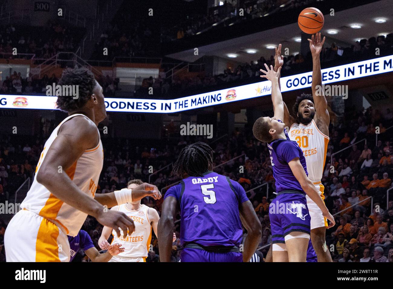 Tennessee guard Josiah-Jordan James (30) shoots over Tarleton State ...