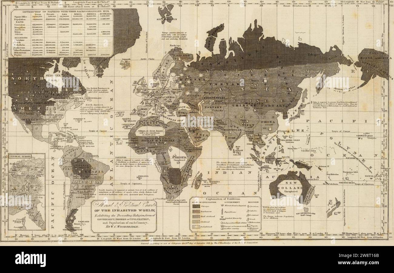 World moral map, 1837 Stock Photo - Alamy