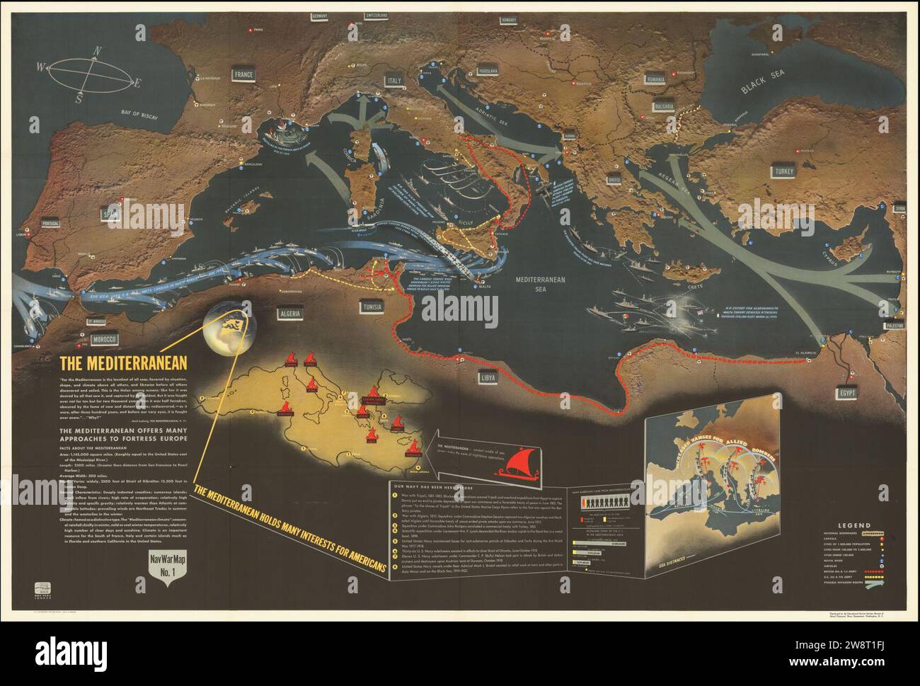 World War II Map - 1 - The Mediterranean Stock Photo - Alamy
