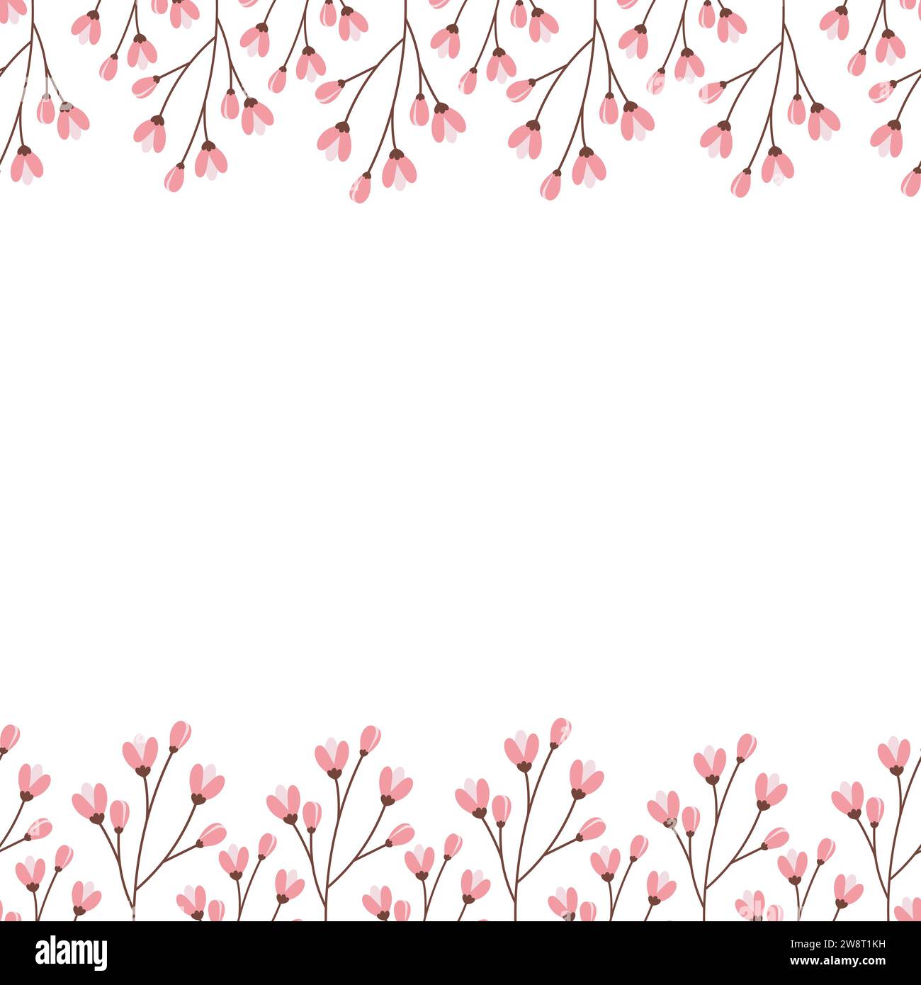 Double sided frame with top and bottom border of blossom branches. Copy ...