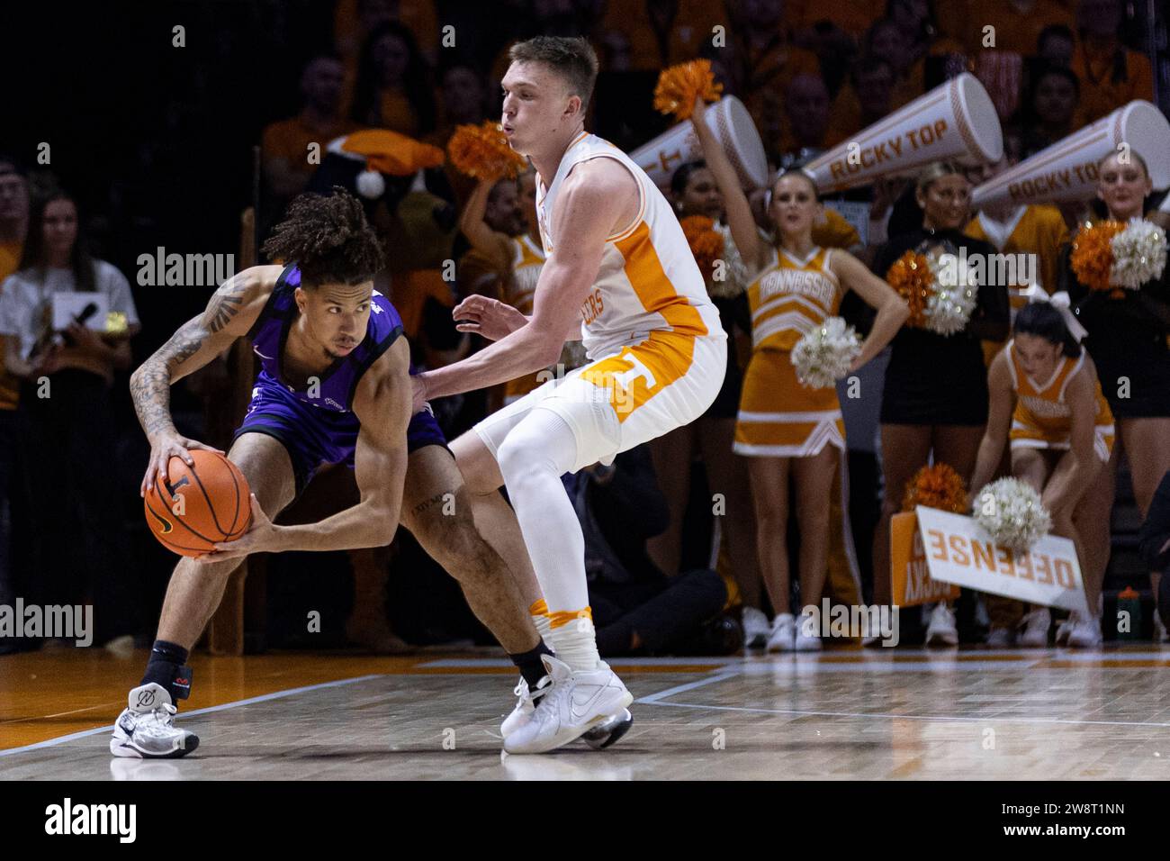 Tarleton State guard Izzy Miles (0) looks to pass the ball as Tennessee ...