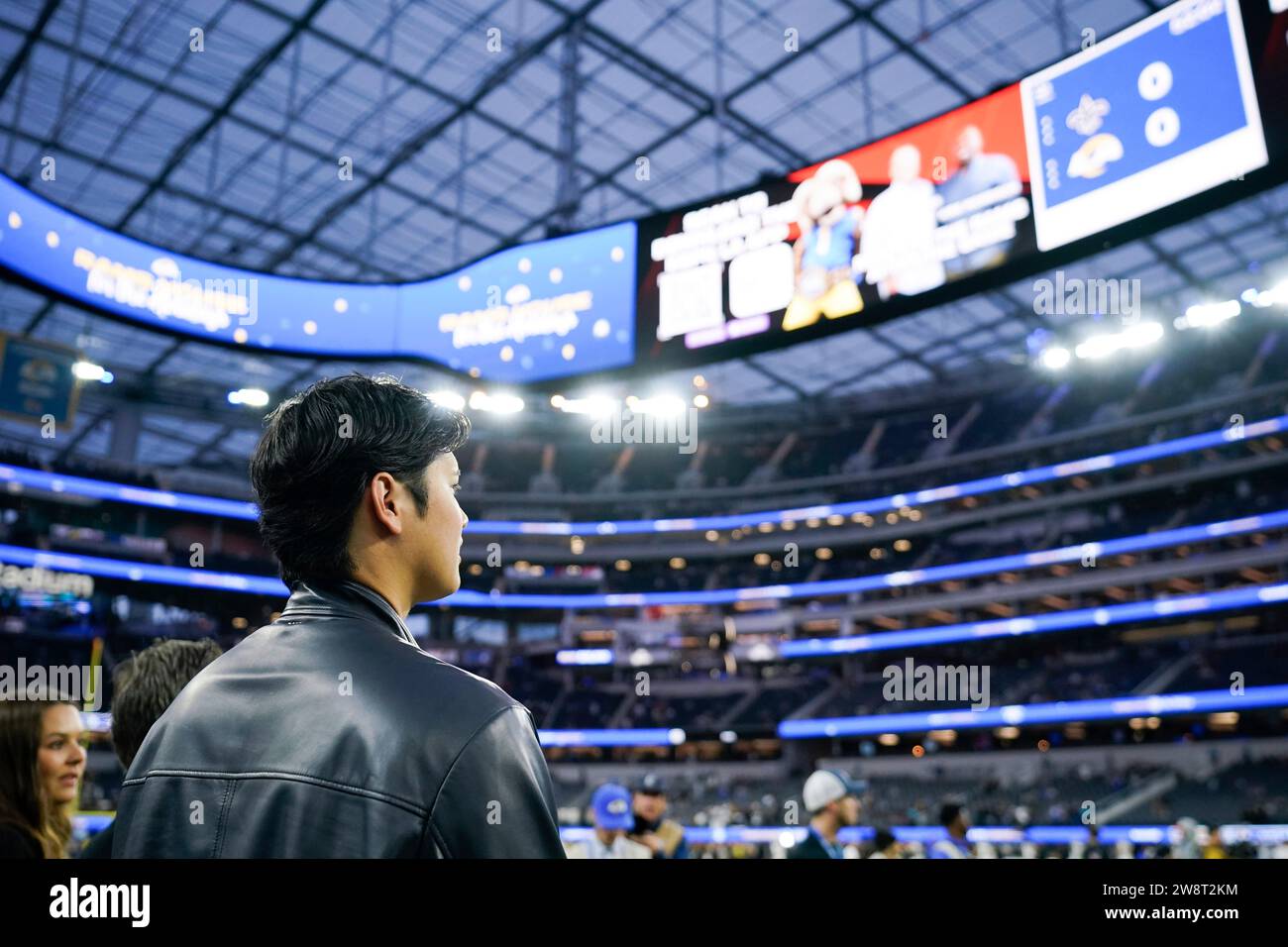 Los Angeles Dodgers' Shohei Ohtani attends an NFL football game between ...