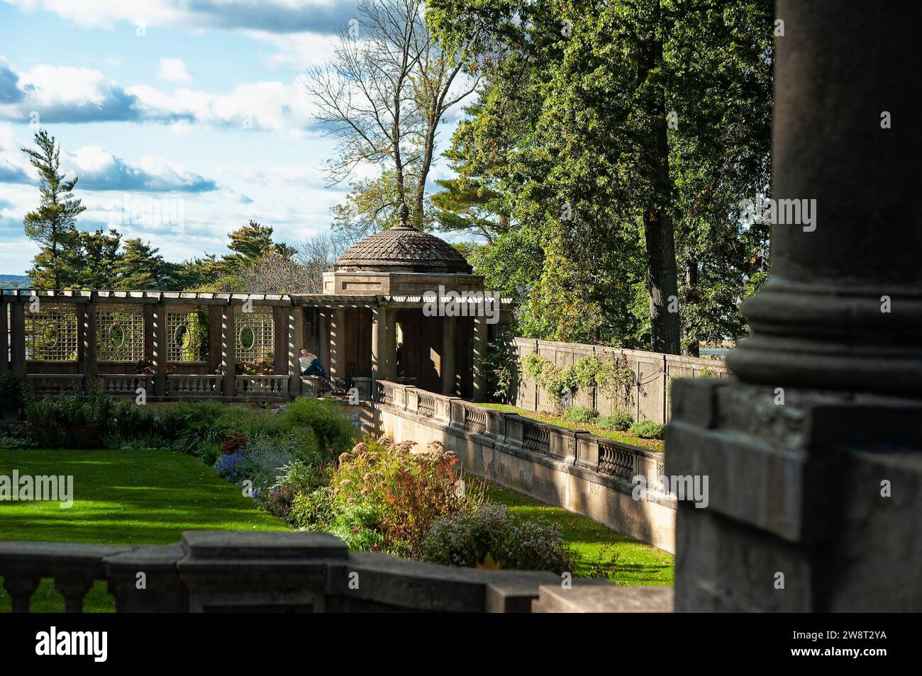 The Crane Estate - Ipswich, Massachusetts. A visitor relaxes on the ...