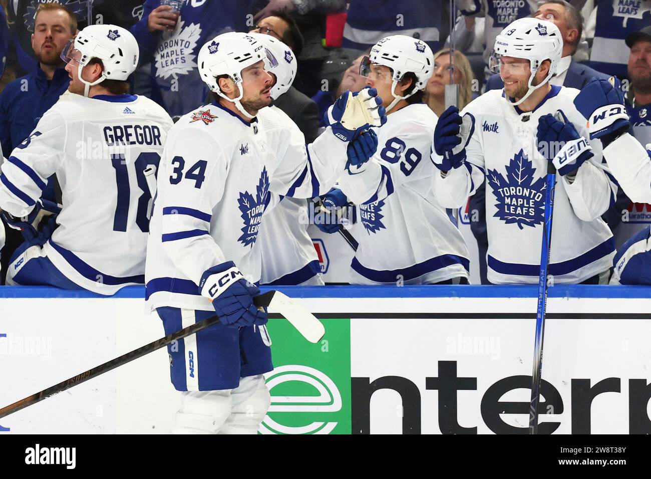 Toronto Maple Leafs center Auston Matthews (34) celebrates after his ...