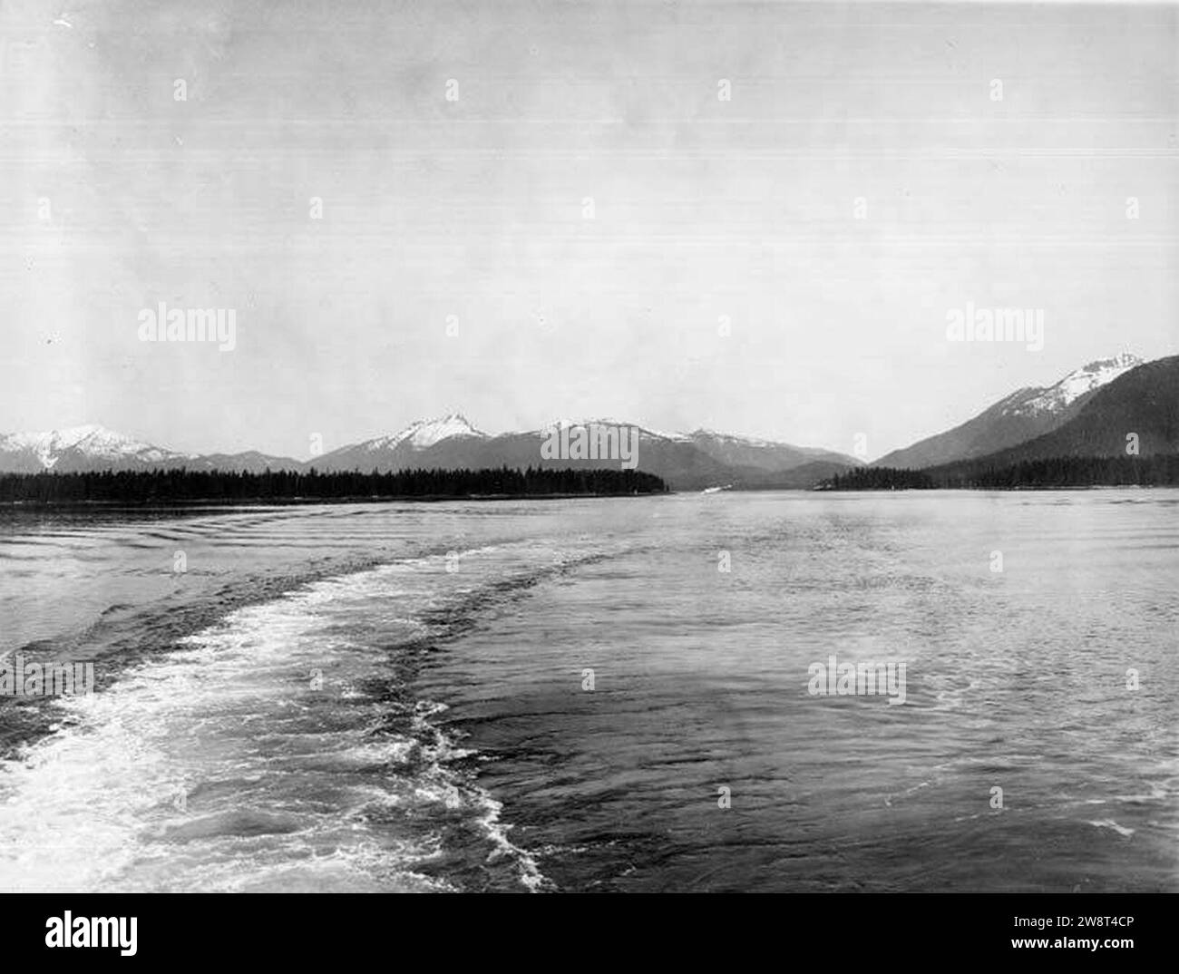 Wrangell Narrows from the rear of a ship, ca 1914 Stock Photo - Alamy