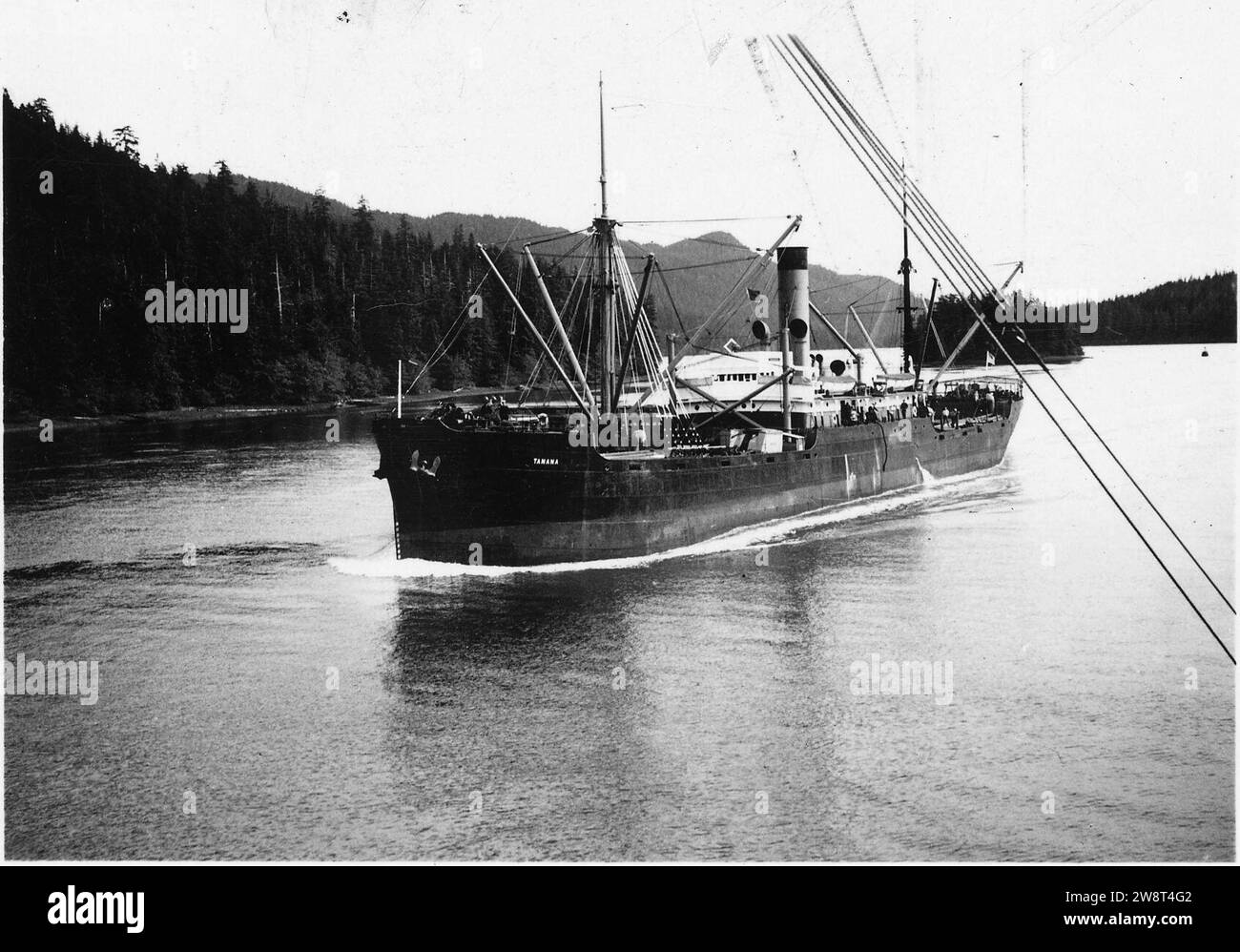 Wrangell Narrows, Alaska. View showing freighter in the Narrows Stock ...