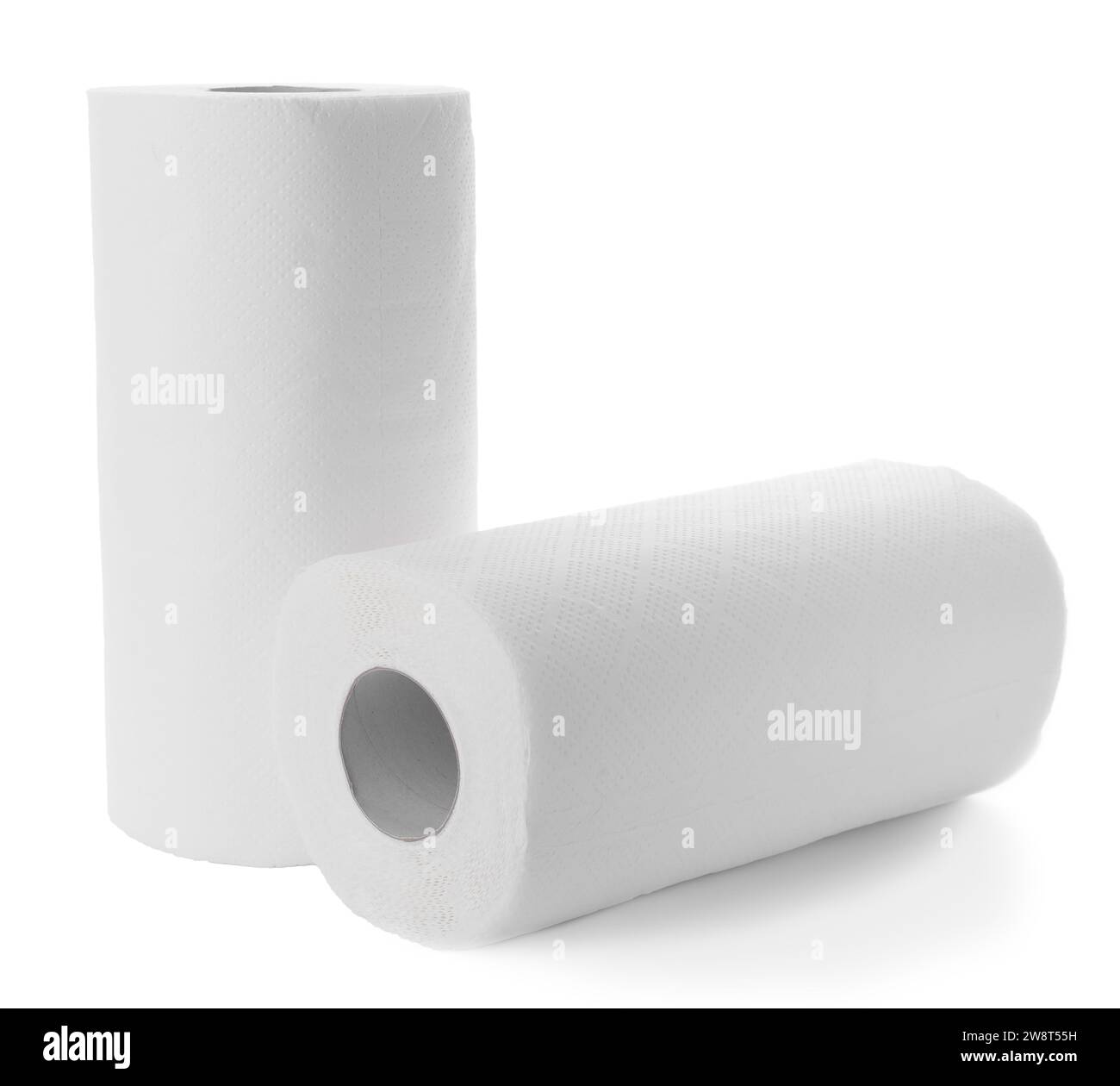 Rolls of paper towels isolated on white Stock Photo - Alamy
