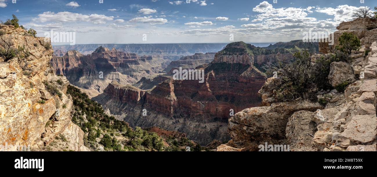 Panoramic View Of The North Rim From Bright Angel Point Trail in the ...