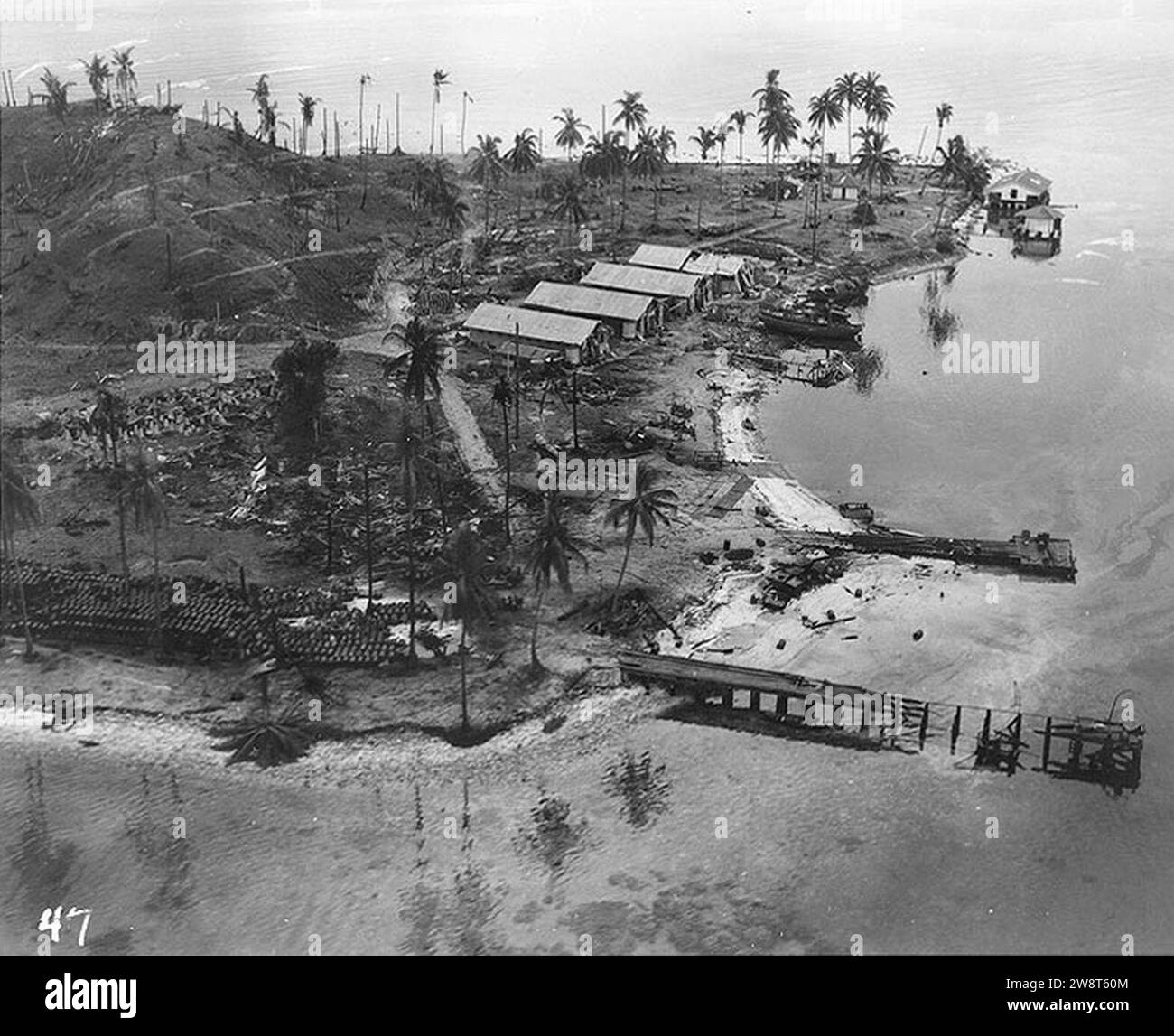 Wrecked seaplane base at Tanambogo August 1942 Stock Photo - Alamy