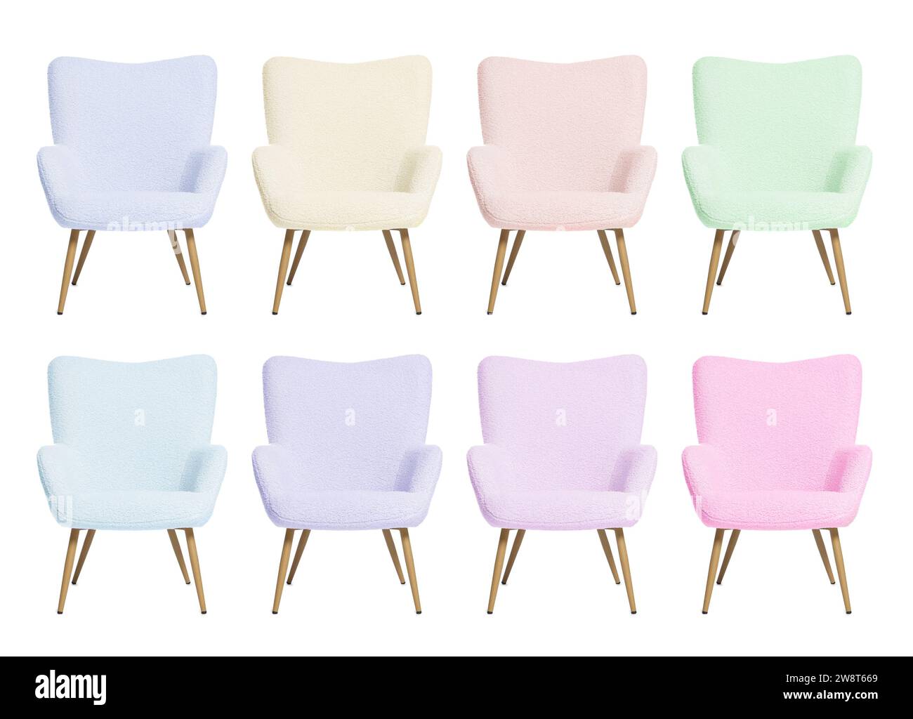 Different colorful armchairs isolated on white, set Stock Photo - Alamy
