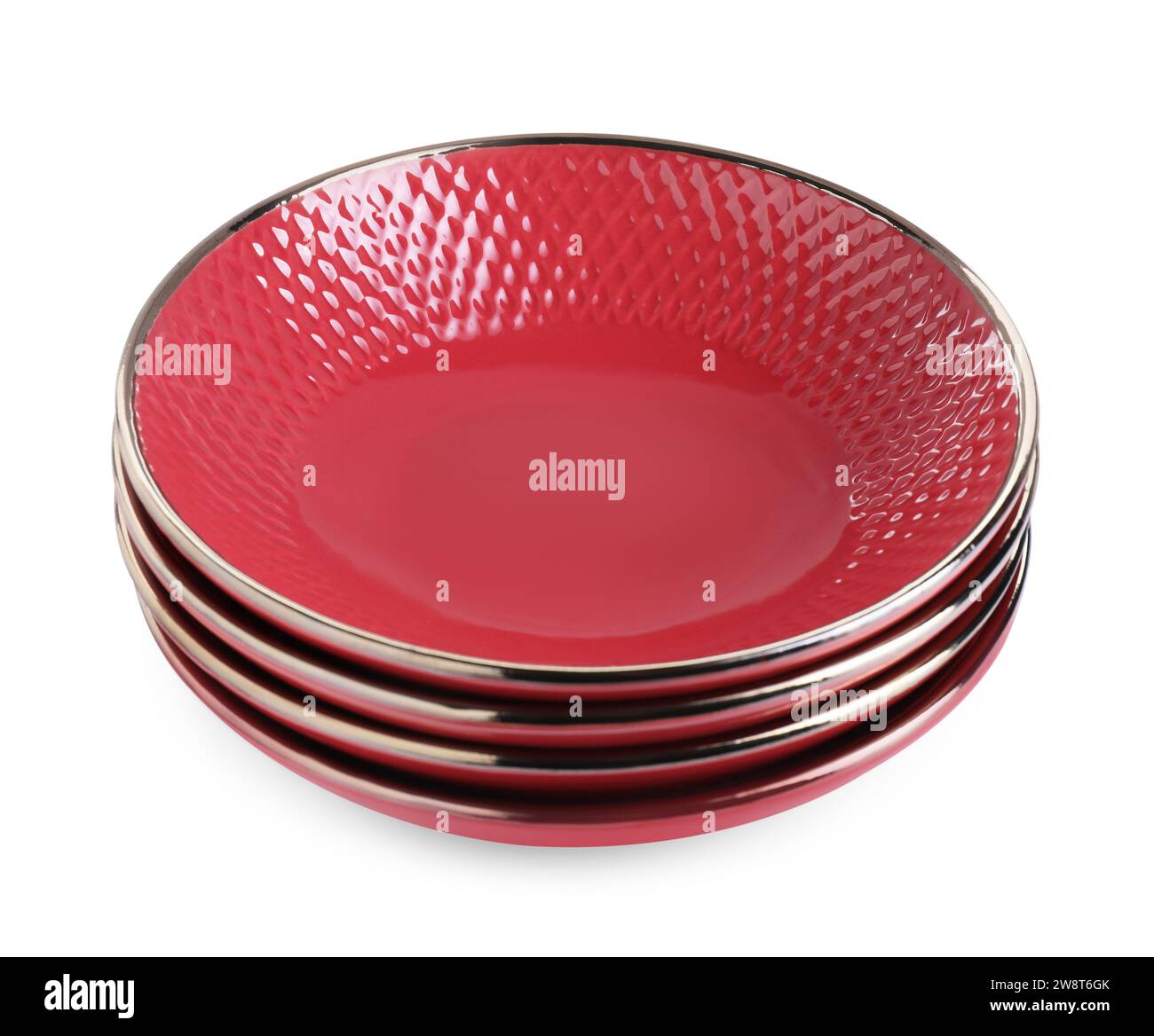 Stack of red bowls isolated on white Stock Photo - Alamy