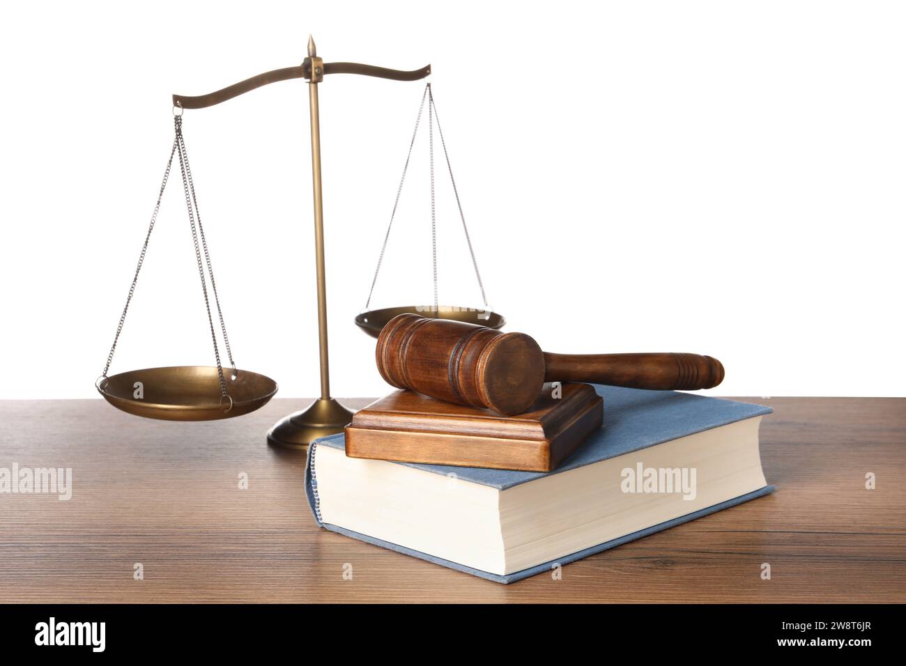 Law concept. Gavel, scales of justice and book on wooden table against ...