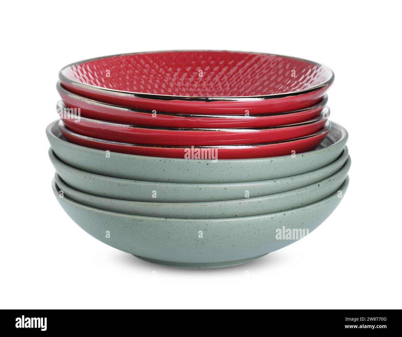 Stack of beautiful ceramic bowls isolated on white Stock Photo - Alamy