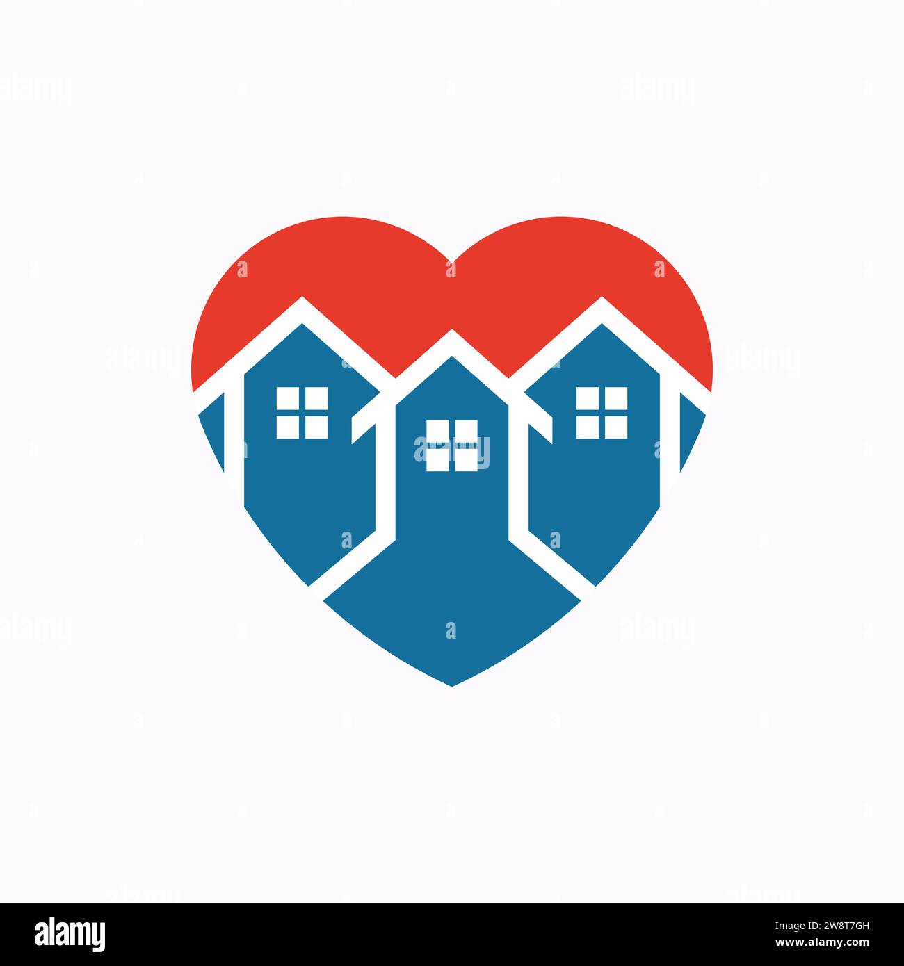 Three Houses Encased in a Heart Symbolizing Residential Love and ...