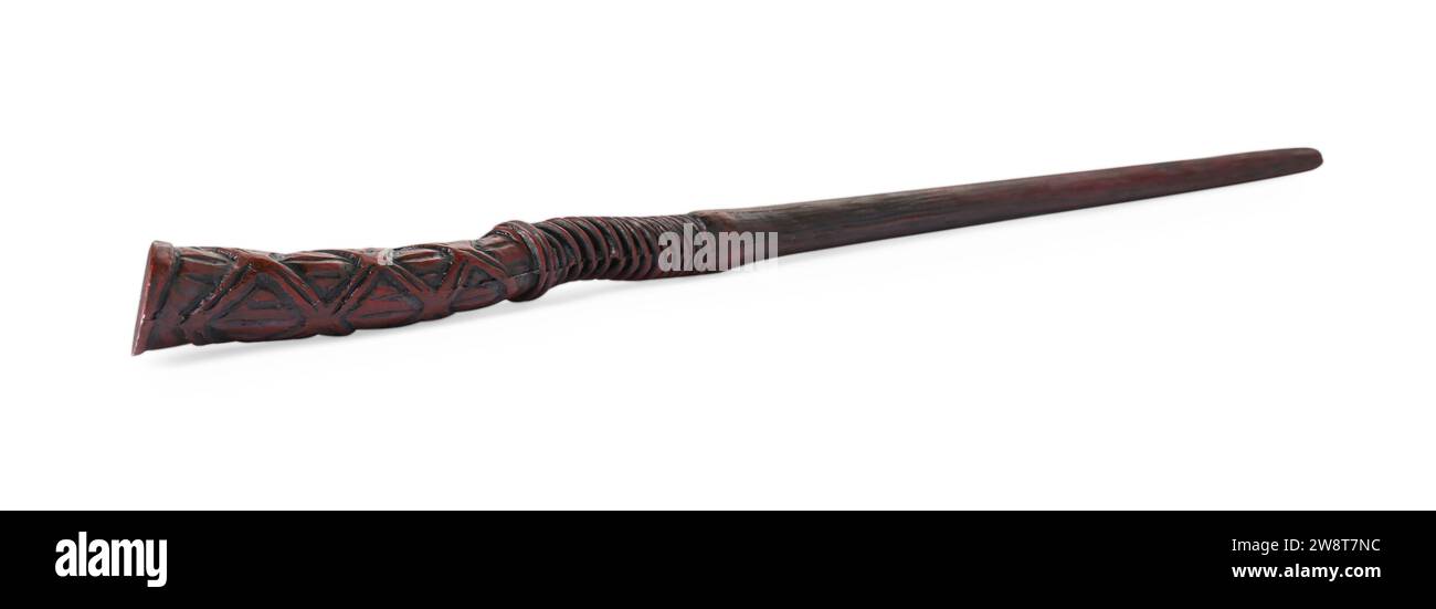 One wooden magic wand isolated on white Stock Photo - Alamy