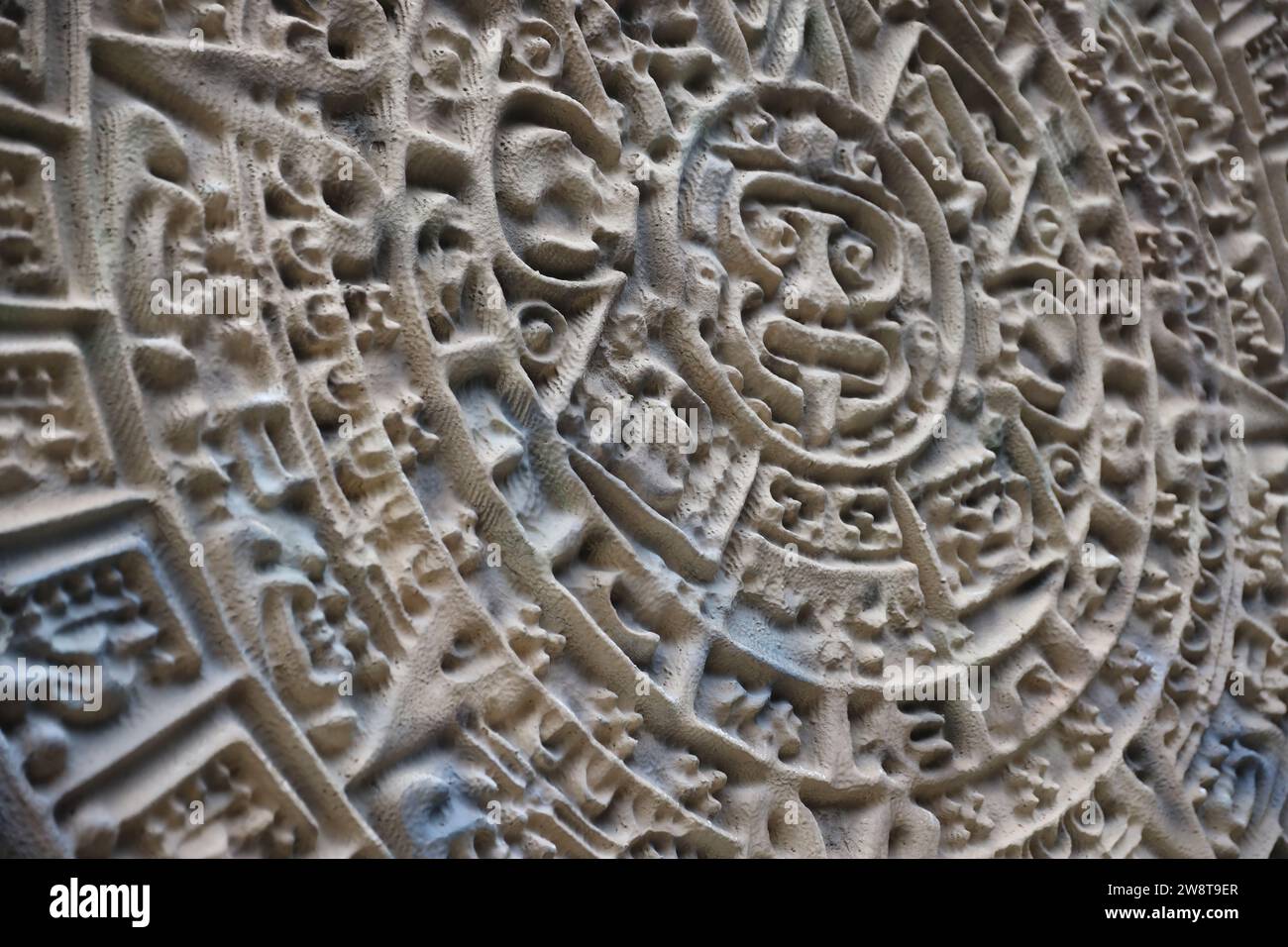 Ancient Mayan Calendar or Aztec calendar with rough relief surface ...