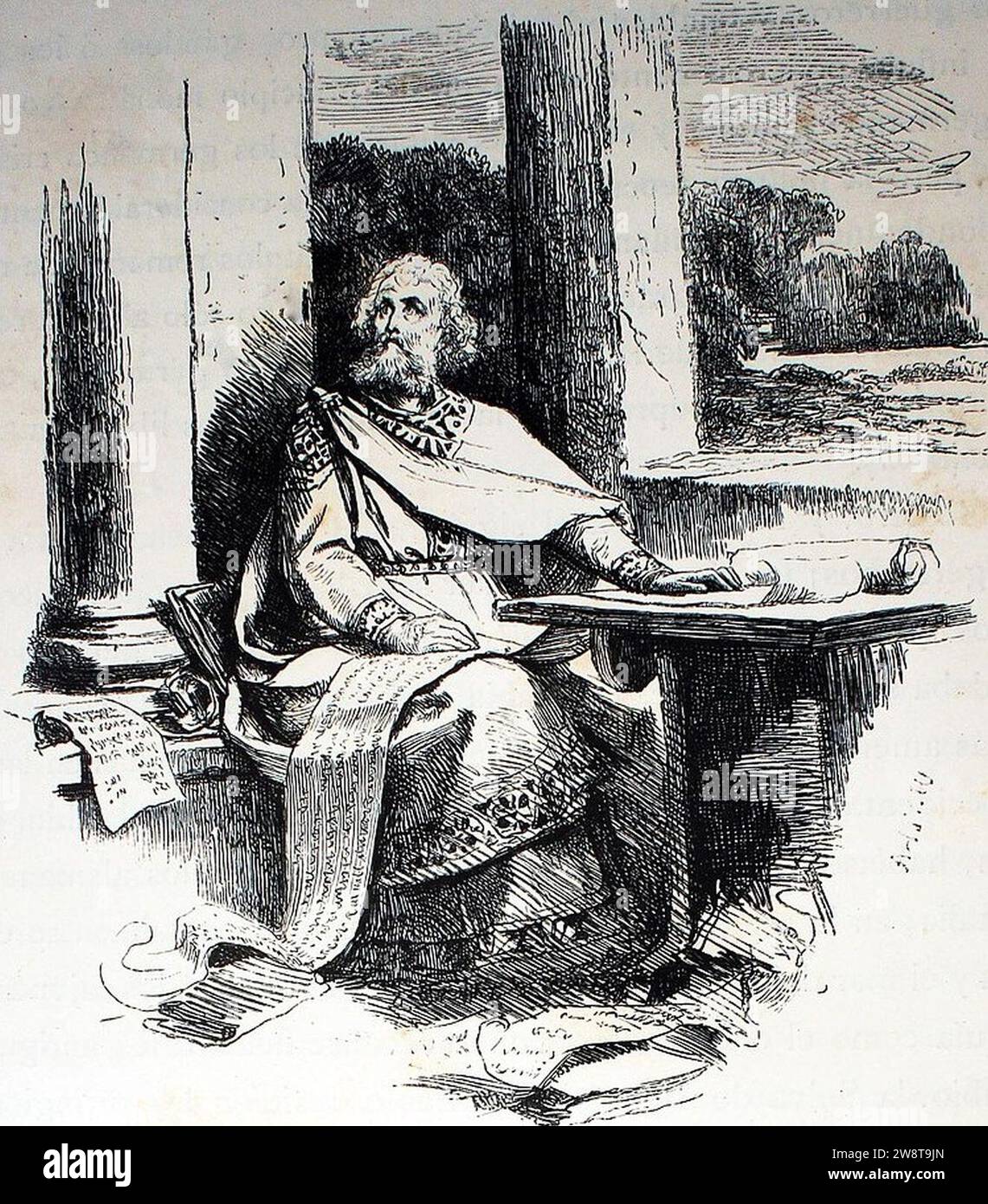 Wulfila translating the Bible, illustration 1879 - Wulfila übersetzt ...
