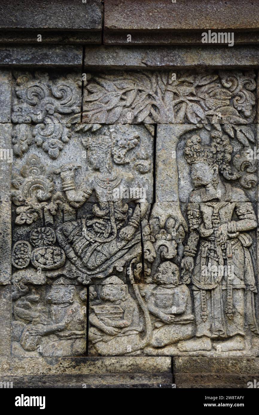The carved stone in the of penataran temple Stock Photo - Alamy