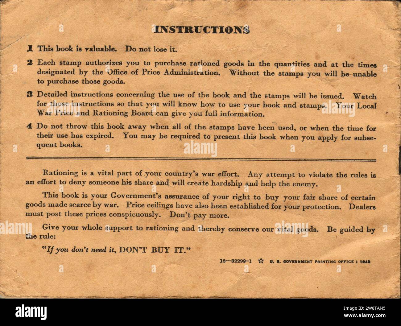 WWII USA Ration Book 3 Back Stock Photo - Alamy