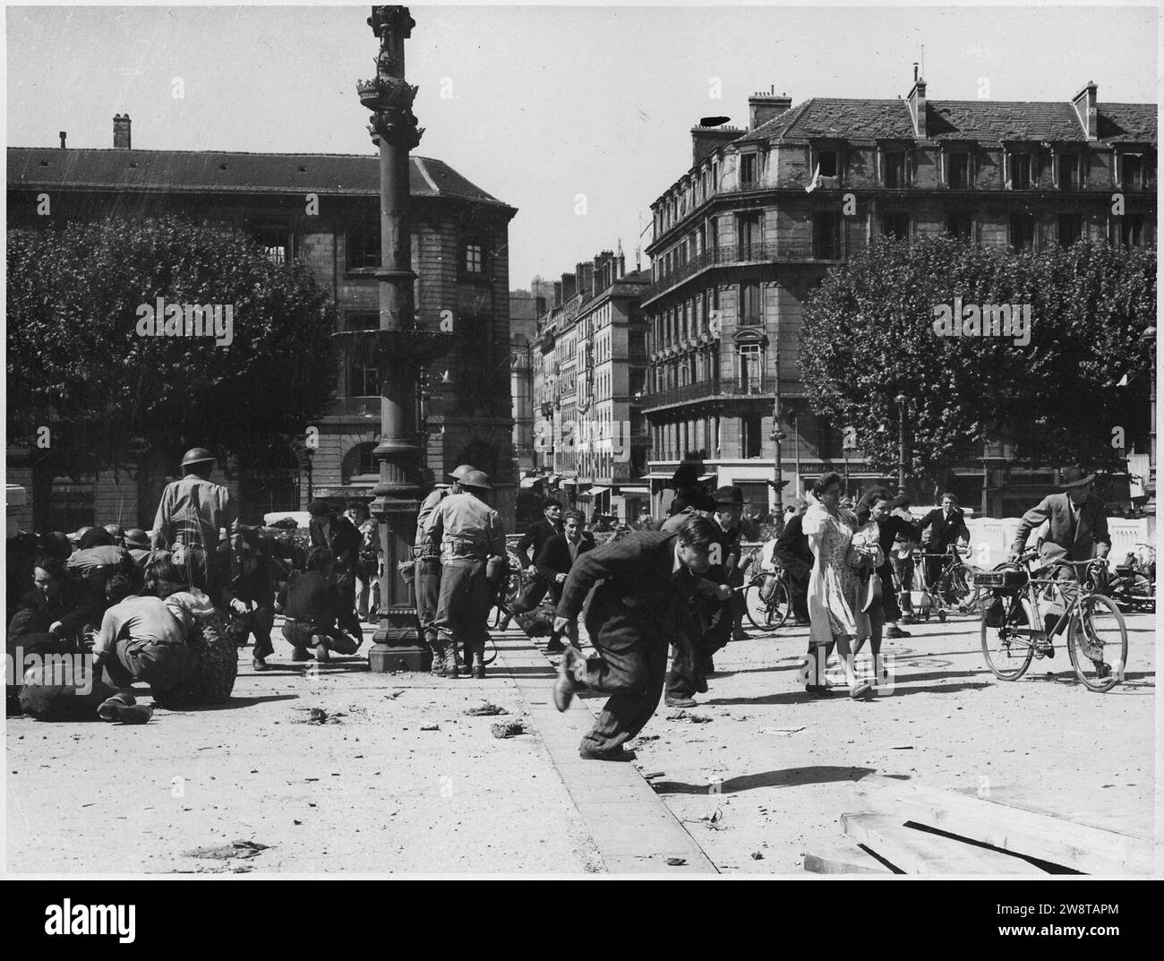 WWII, Europe, Lyon, France, ''Nazi Snipers Scatter London Crowd'' Stock ...